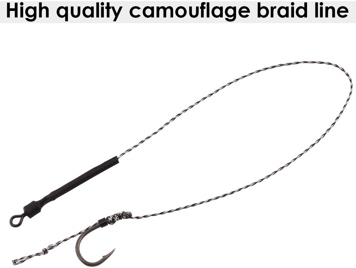 Luroad Boilie Rig Carp Leader Braided Line Fishing Hooks Handmade Carp ...