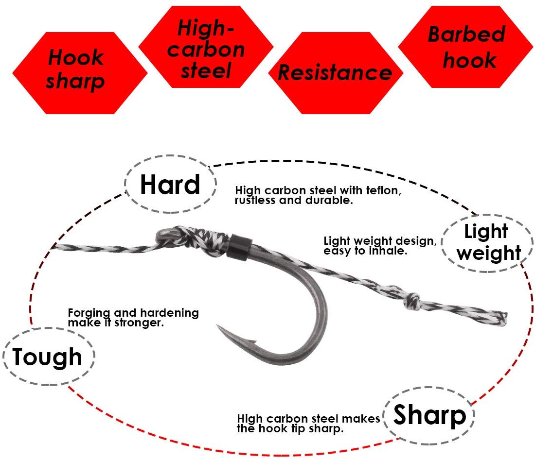 Luroad Boilie Rig Carp Leader Braided Line Fishing Hooks Handmade Carp ...