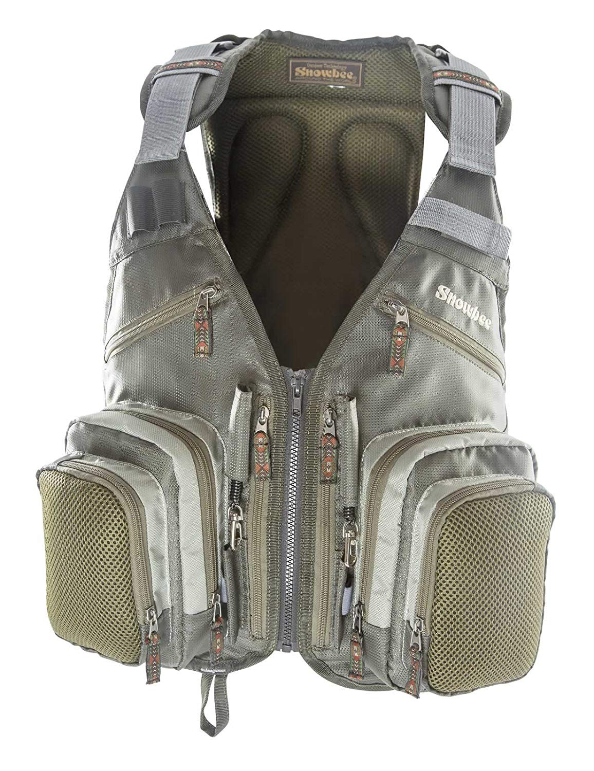 Snowbee Men Fly Fishing Vest Waistcoat – 2-Tone Sage Green, One Size ...